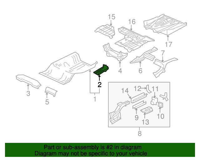 65513-SNA-A00ZZ - Stiffener, Rear Jack - 2006-2011 Honda Civic ...