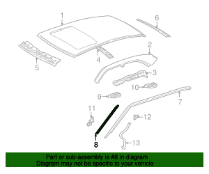 202-698-02-98 - Drip Molding Seal 1994-2000 Mercedes-Benz | Mercedes ...