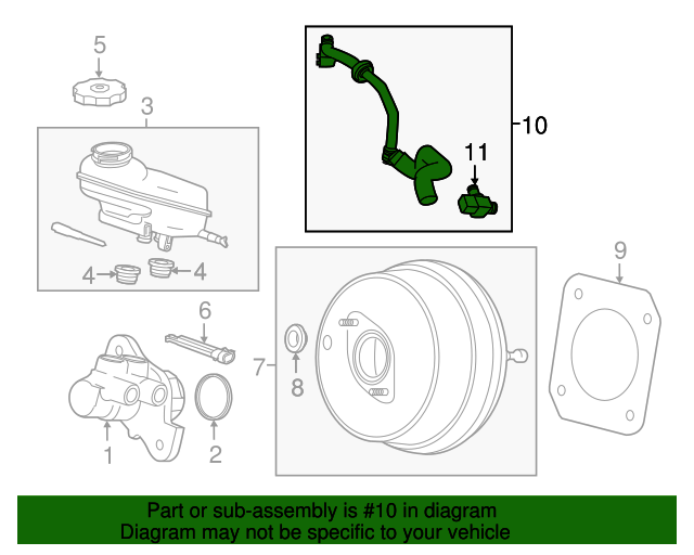 2016-2023 GM Power Brake Booster Vacuum Hose Assembly 84141167 ...