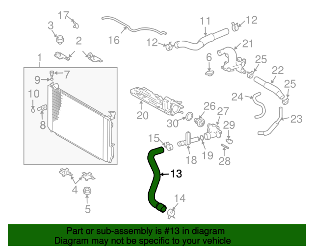 2001-2007 Toyota Highlander Radiator Coolant Hose 16572-20070 | OEM ...