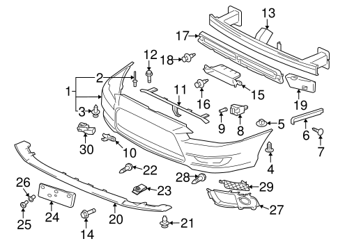 Bumper & Components - Front for 2008 Mitsubishi Lancer | Mitsubishi ...