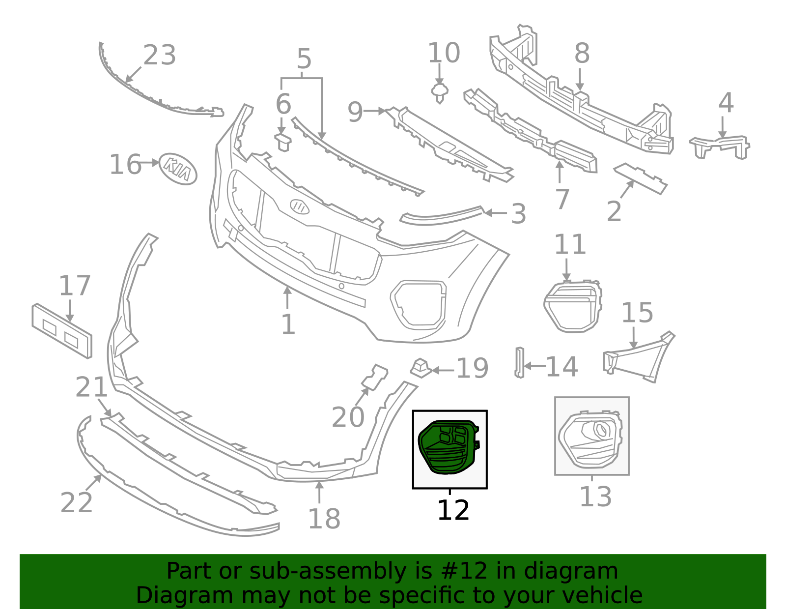 2020-2022 Kia Sportage | Fog Lamp Bezel | 86522-D9510 | Kia Auto Parts