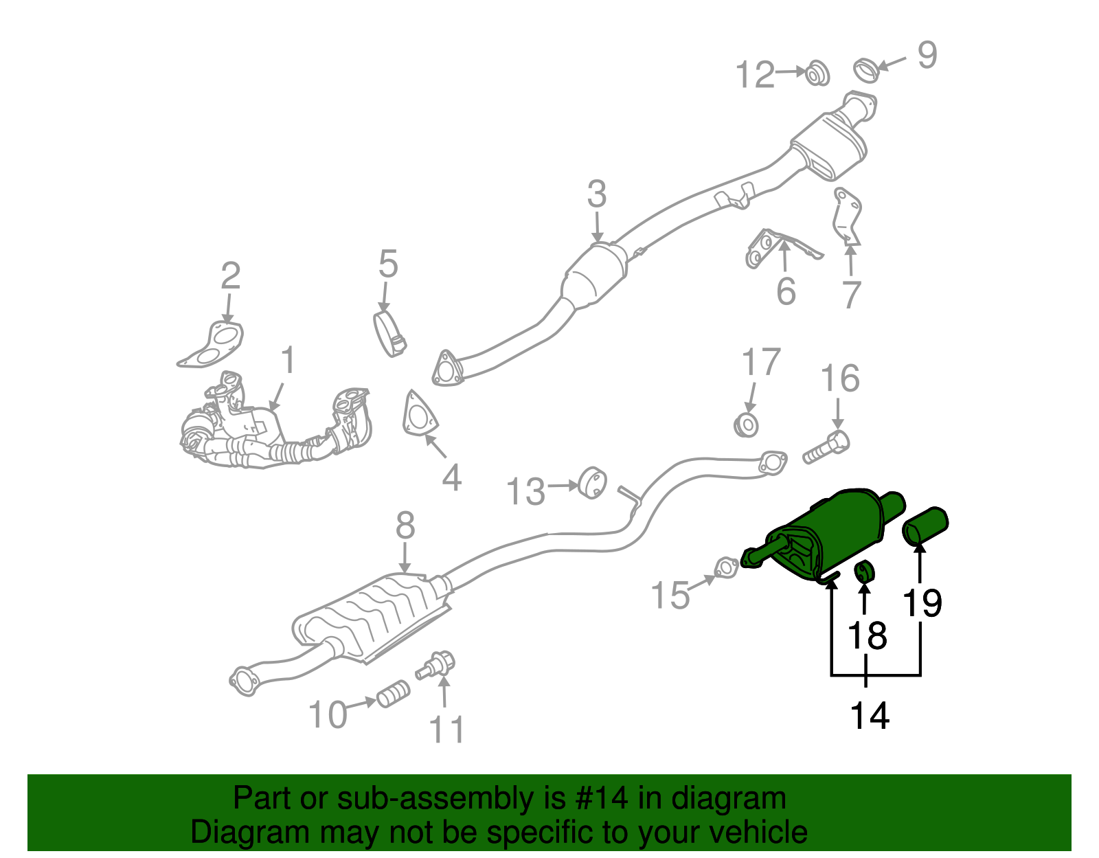 2010-2017 Subaru Exhaust Muffler 44300AJ19B | Shop Subaru Parts