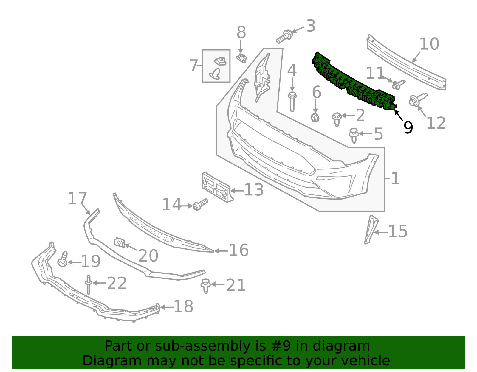 JR3Z-17C882-B - Energy Absorber 2018-2023 Ford Mustang | Big 3 Auto Parts