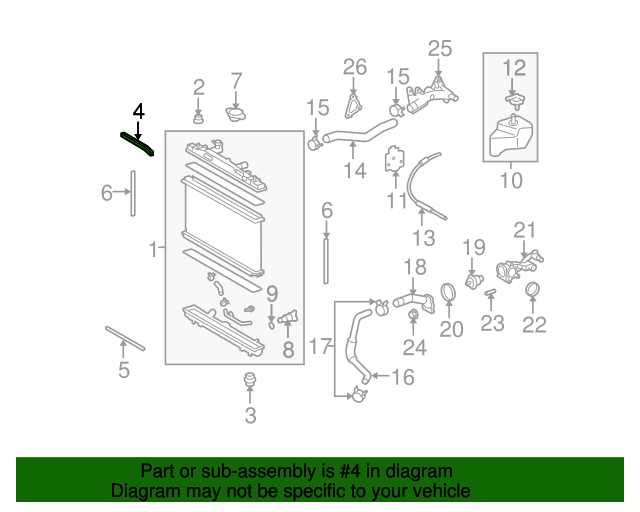 2009-2015 Toyota Venza Radiator Assembly Upper Seal 16561-0V010 ...