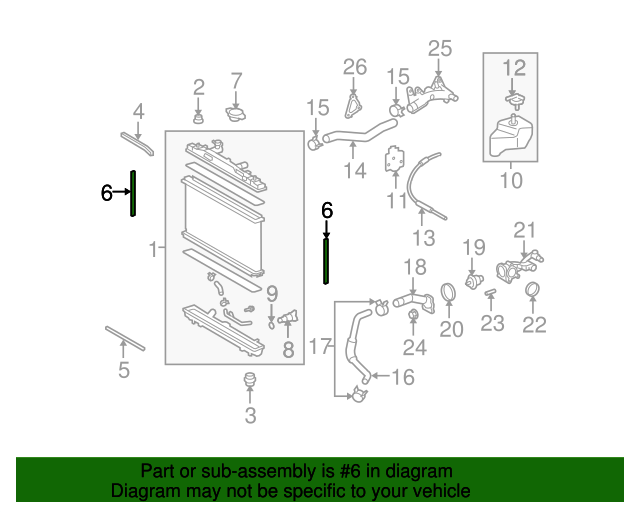 2009-2015 Toyota Venza Radiator Assembly Side Seal 16563-0P020 | Toyota ...