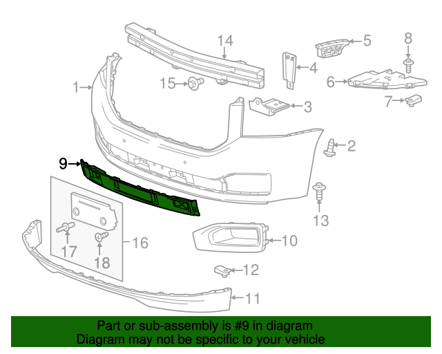 2015-2020 GMC Front Bumper Fascia Lower Molding 22936424 GM ...