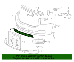 2015-2020 GMC Front Bumper Fascia Lower Molding 23243960 GM ...