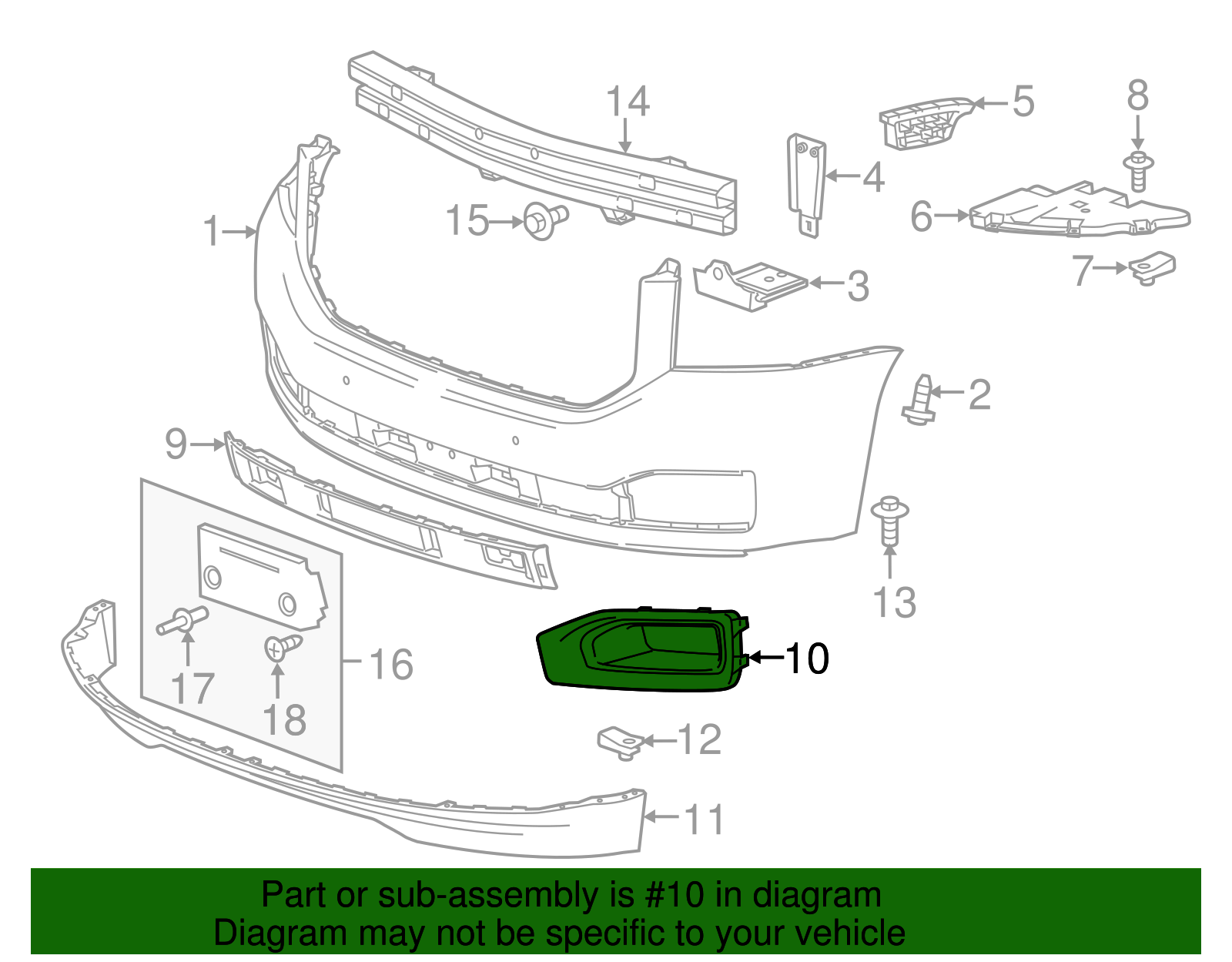 2015-2020 GMC Passenger Side Front Fog Lamp Bezel 22936427 GM ...