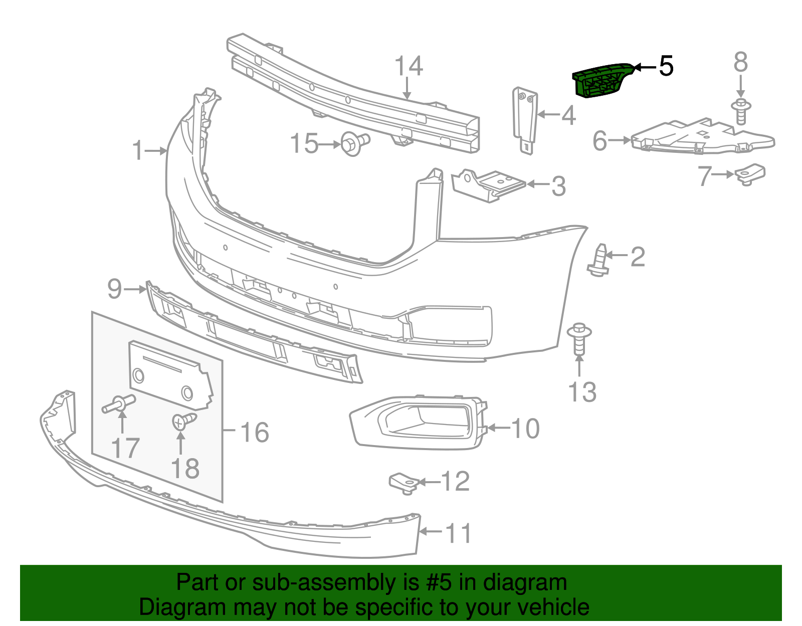 2015-2020 GMC Passenger Side Front Bumper Fascia Guide 22806325 GM ...