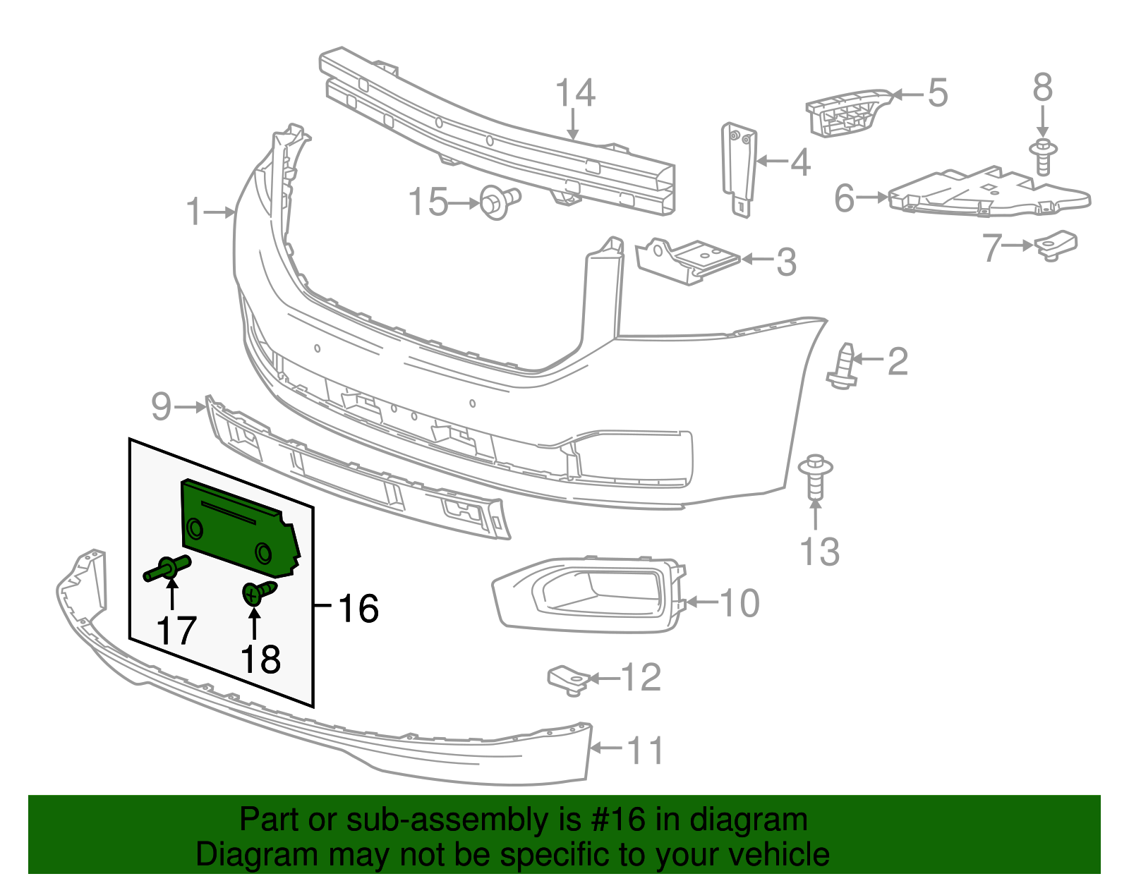 22948151 - Front License Plate Bracket 2015-2020 GMC | AutoNation Parts