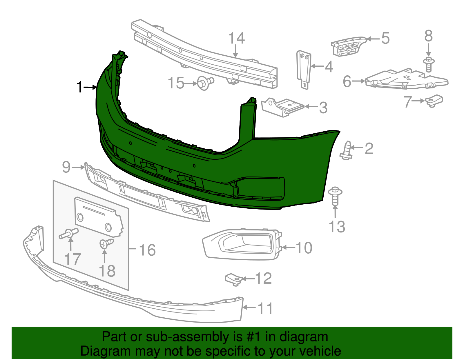 2015-2020 GMC Front Upper Bumper Cover 84407940 GM | GMPartsDirect.com