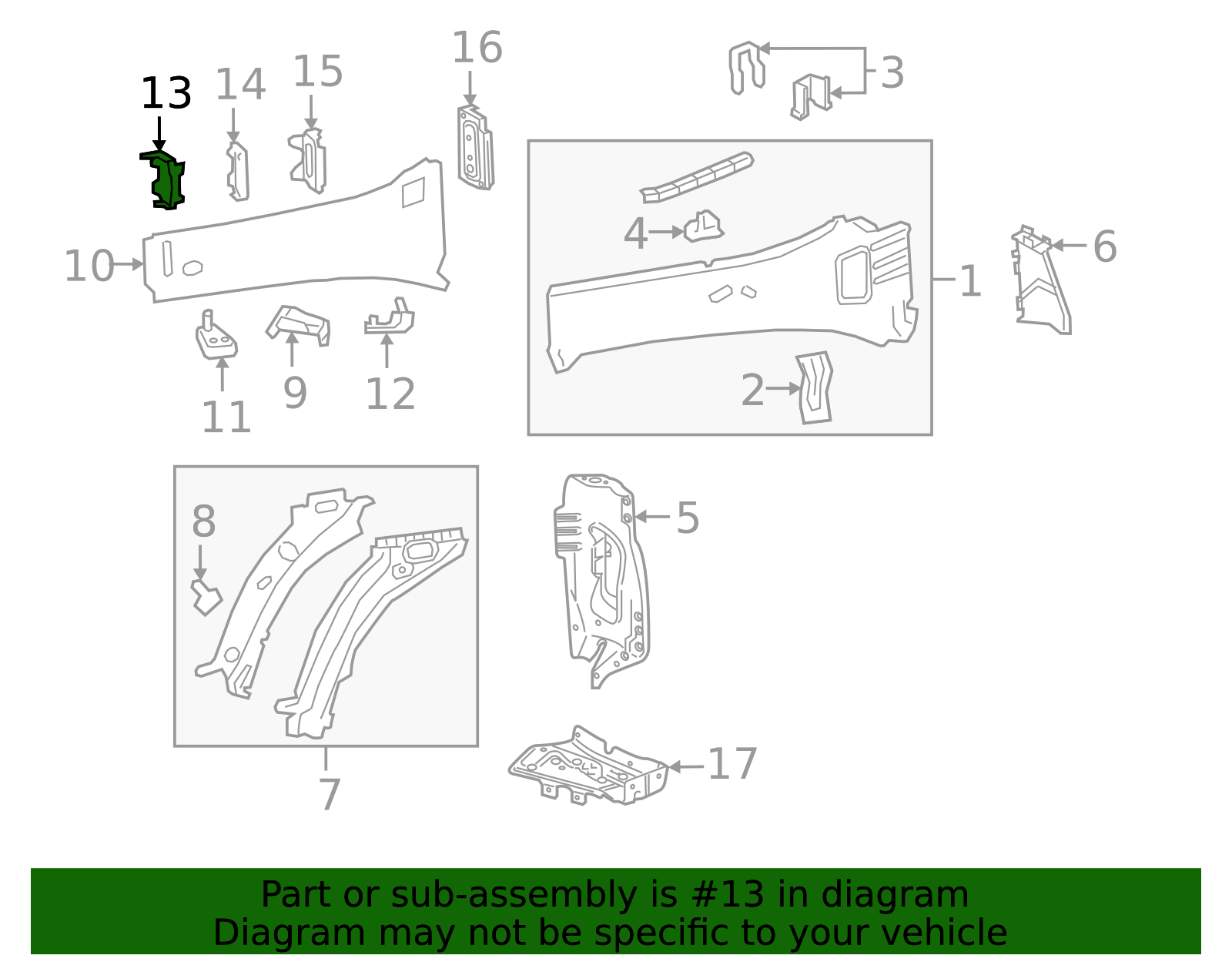 2019-2024 GM Passenger Side Fender Rail Reinforcement 84508646 GM ...