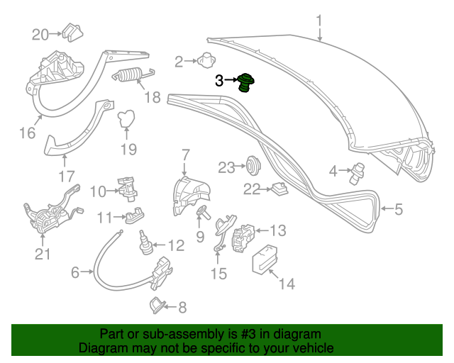 213-750-15-00 - Trunk Lid Upper Retainer 2017-2023 Mercedes-Benz ...