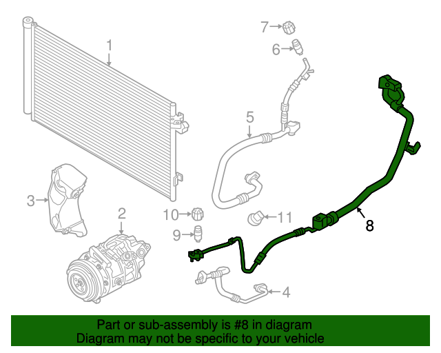 64539303472 - 2016-2019 BMW A/C Refrigerant Liquid Hose (64-53-9-303 ...