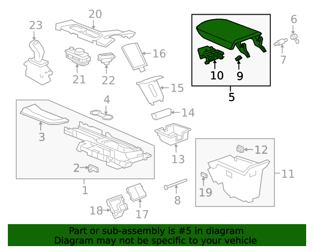 2020-2024 Cadillac Maple Sugar Front Floor Console Armrest 84877150 ...