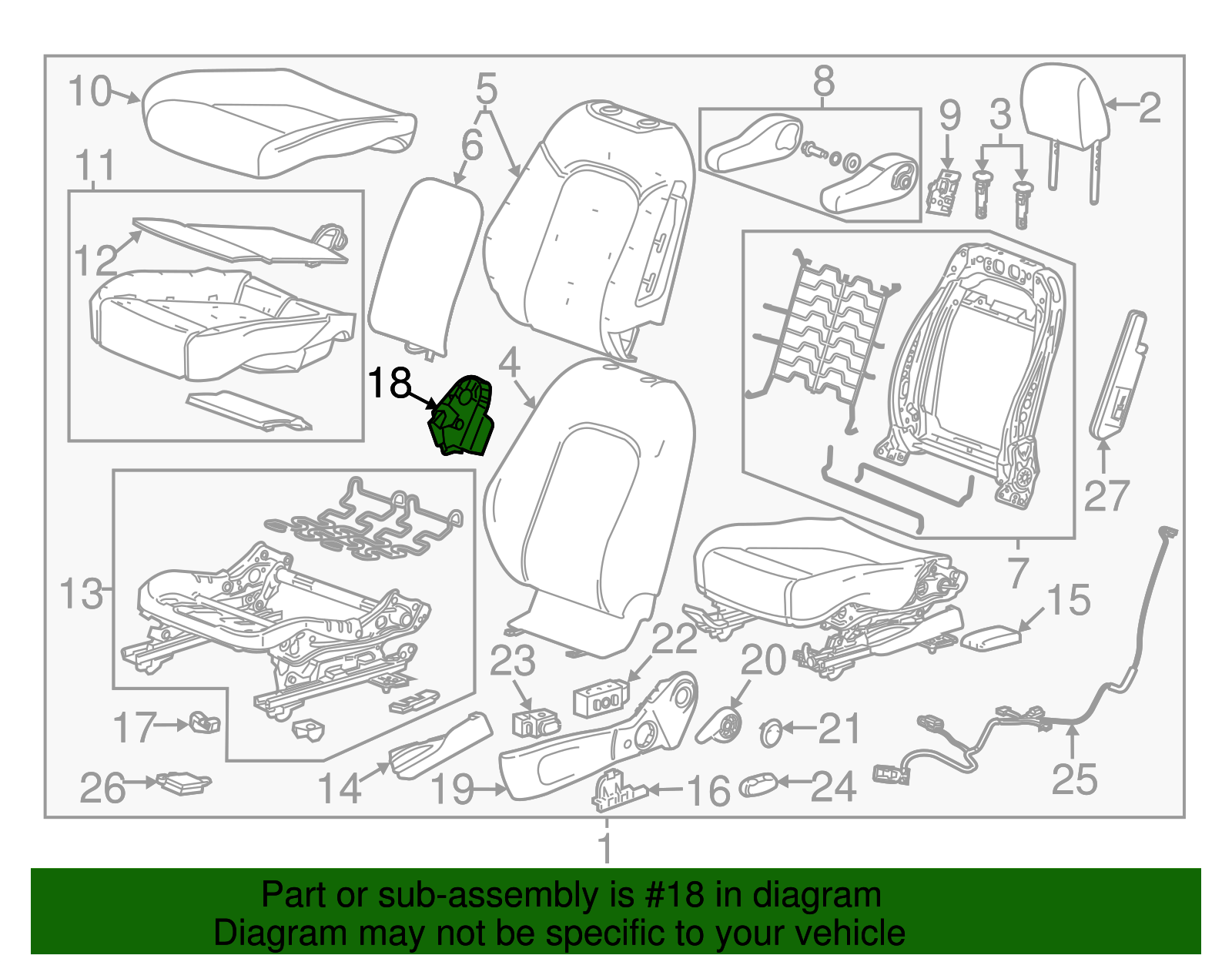 95078136 - Cocoa Driver Seat Inner Recliner Finish Cover 2013-2019 ...