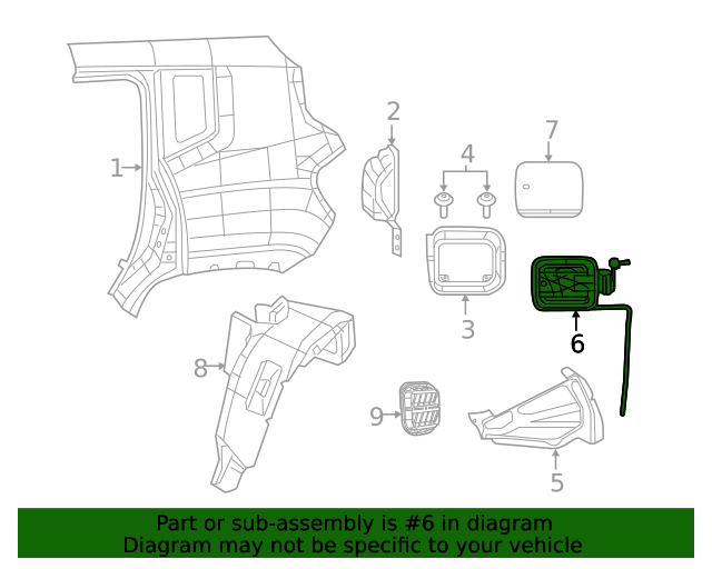 2015-2022 Jeep Renegade Fuel Pocket 68461182AA | TascaParts.com