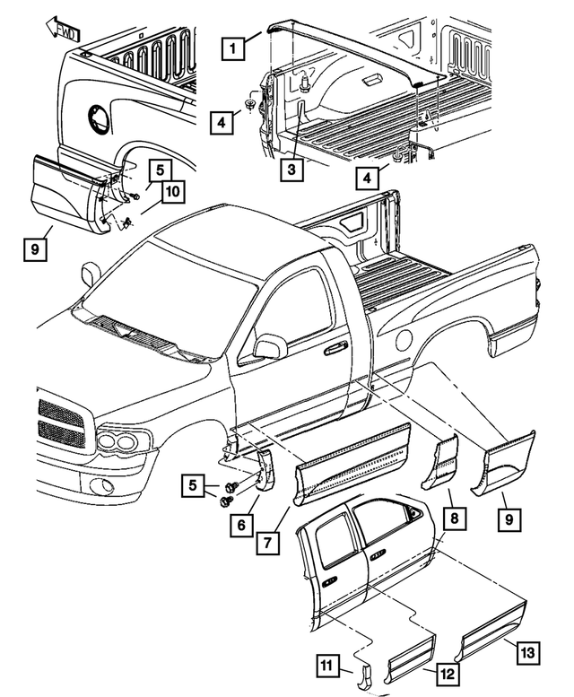 2005-2007 Dodge Ram 1500 Rear Door Cladding, Right YX68TZZAA | Mopar ...