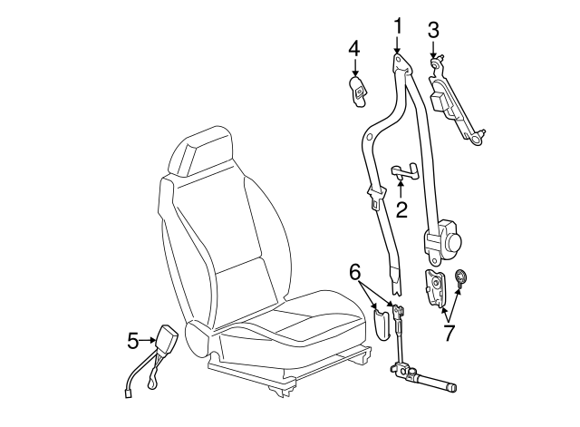 19210345 - Ebony Passenger Seat Belt with Retractor and Pre-Tensioner ...