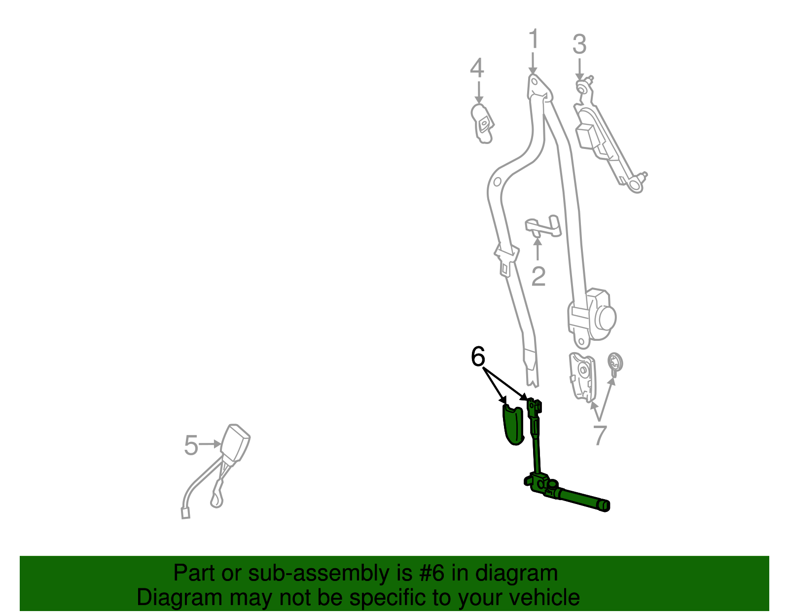 2011-2012 Chevrolet Malibu Ebony Passenger Seat Belt with Retractor and ...