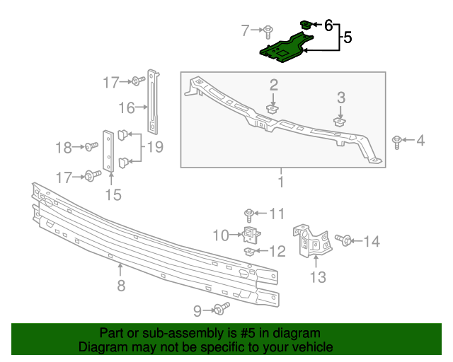 2018-2021 Buick Enclave Front Bumper Fascia Center Support 84332106 GM ...