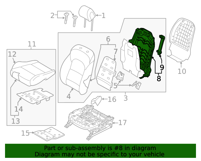 2016-2018 Hyundai Tucson Seat Back Frame 88310-D3550 | World OEM Parts ...