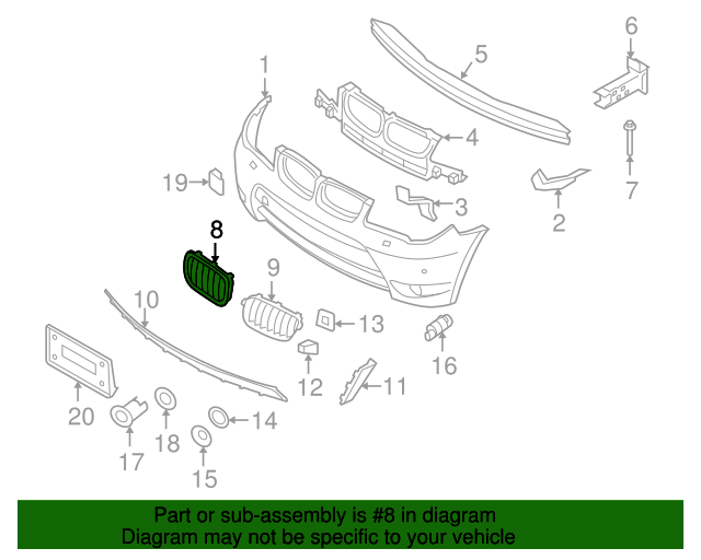 Genuine BMW 51-13-3-414-904 | Upper Grille | FREE Shipping on Most ...