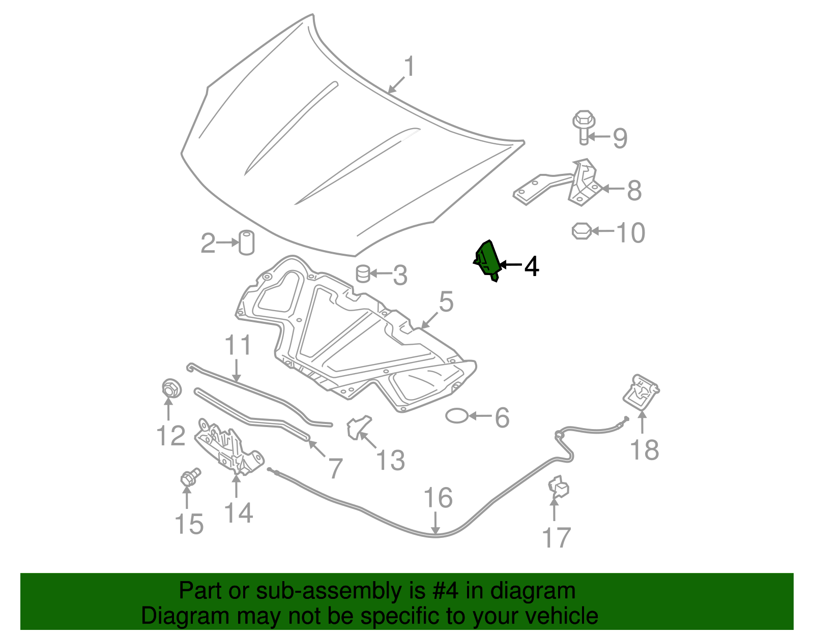 2008-2015 Nissan Hood Bumper 65158-JM00A | Bill Kay Nissan Parts
