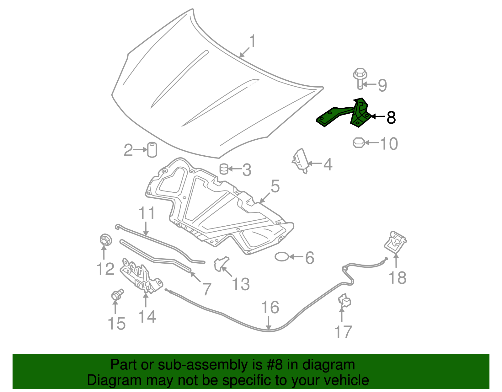 2008-2015 Nissan Hinge 65401-JM00A | Melloy Nissan Parts