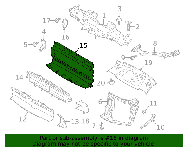 95B-121-707-F - Radiator Support Air Duct 2015-2024 Porsche Macan ...