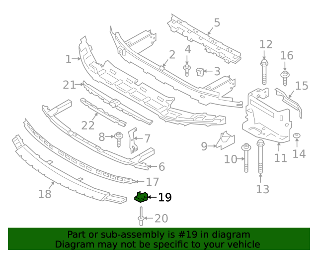 51117497288 - 2019-2023 BMW Bumper Cover Support Rail Insulator (51-11 ...