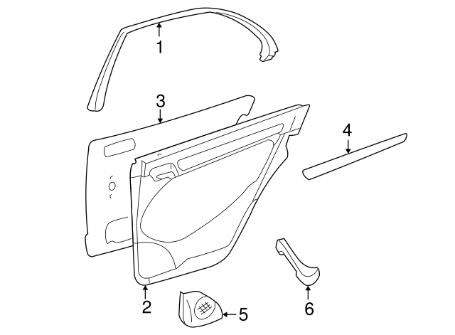 202-735-01-71-7101 - Door Window Molding 1998-2000 Mercedes-Benz ...