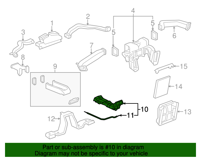 2008-2015 Cadillac CTS Front Floor Console Rear Air Duct 25801211 ...