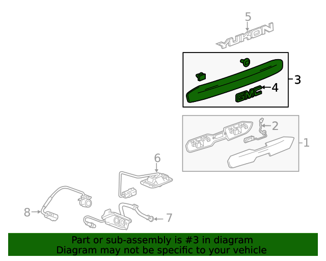 2015-2020 GMC Bright Chrome Rear Closure Center Applique 84722252 ...