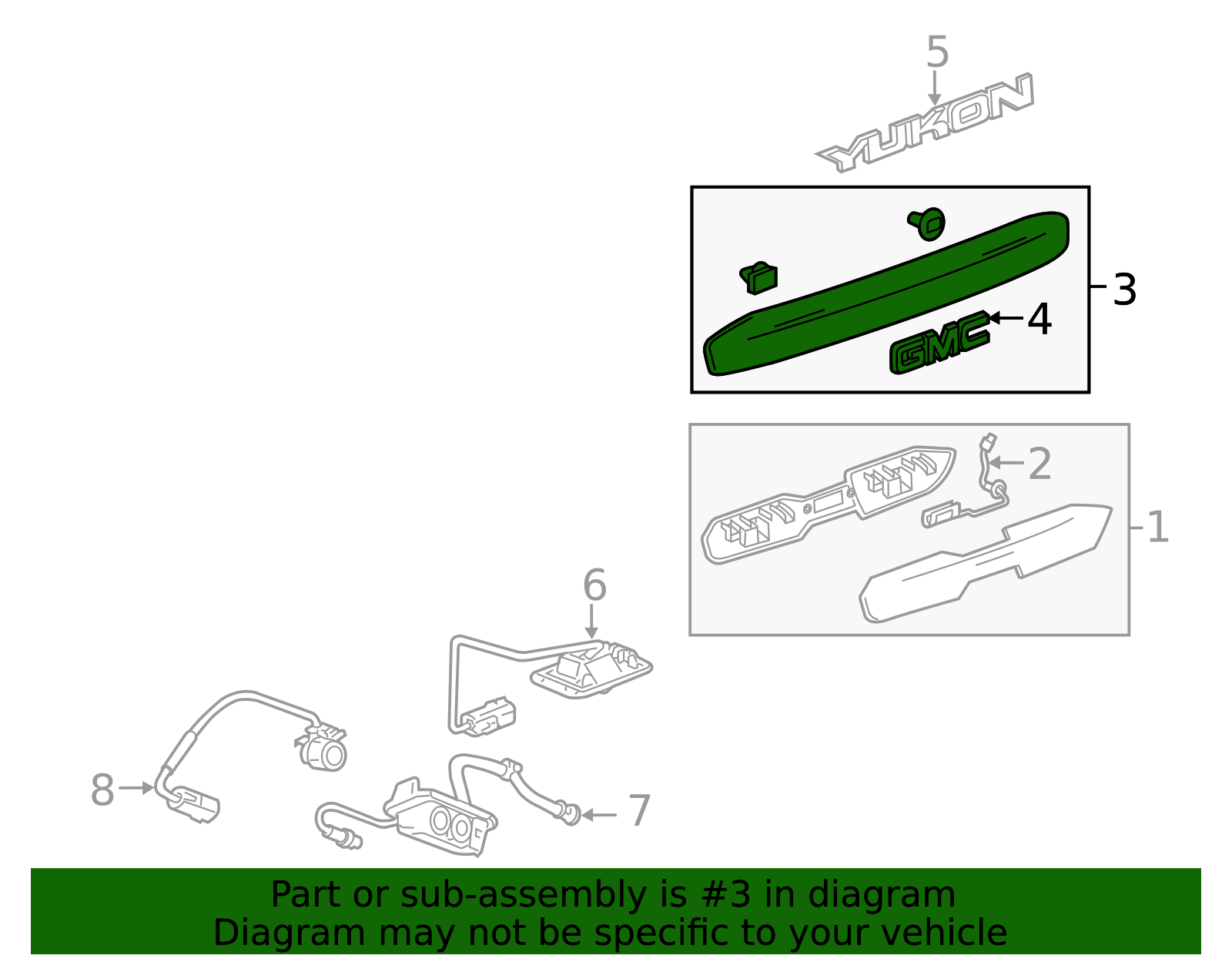 2015-2020 GMC Bright Chrome Rear Closure Center Applique 84722252 ...