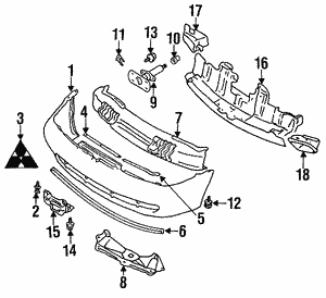 Bumper & Components - Front for 1995 Mitsubishi 3000GT | Mitsubishi ...