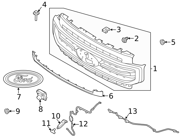 2020-2022 Ford Grille Assembly LC3Z-8200-HA | OEM Parts Online
