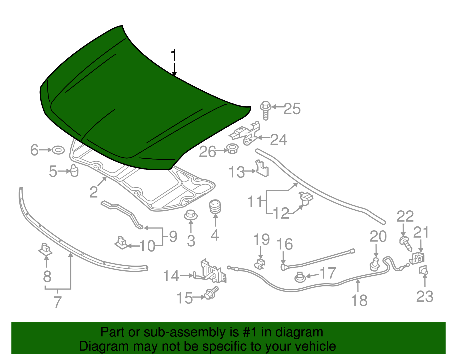 2014-2022 Mitsubishi Hood 5900A739 | MitsubishiParts.com