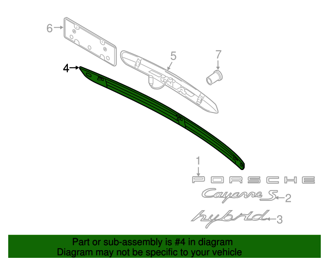 2011-2015 Porsche Cayenne Tail Gate Molding 958-512-955-01-041 ...