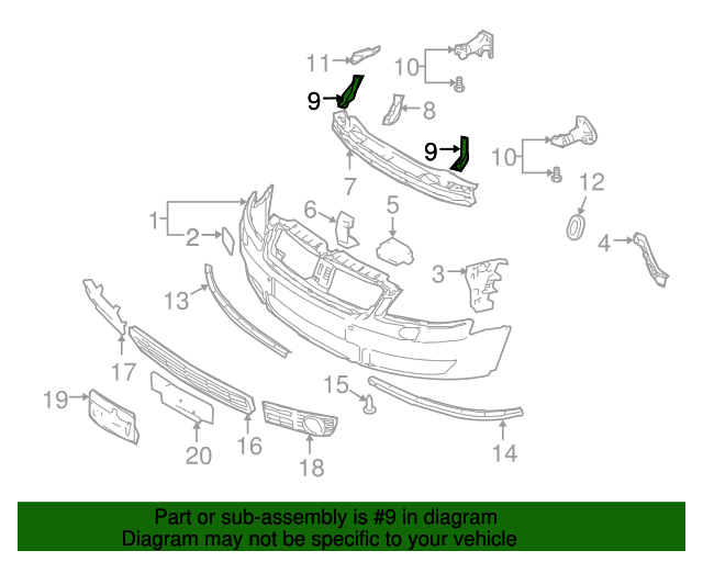 2003-2006 Audi Bumper Cover Support Rail 8H0-807-333-D | Genuine Audi Parts