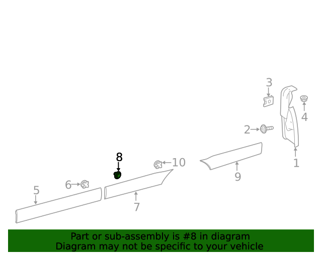 9109910000 - Side Body Panel Molding Clip 2019-2024 Mercedes-Benz ...