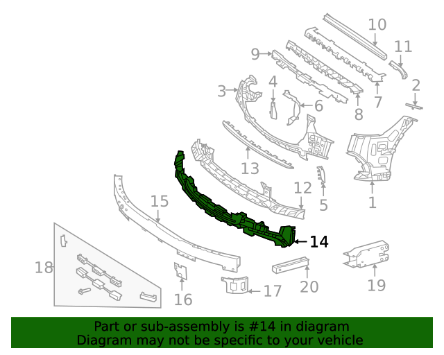 223-885-02-00 - Bumper Impact Absorber 2021-2024 Mercedes-Benz ...