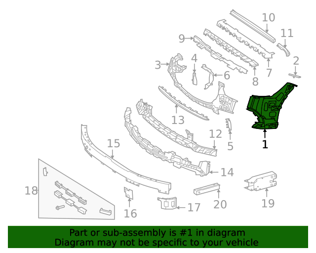 223-885-17-00 - Bumper Cover Support Rail 2021-2024 Mercedes-Benz ...