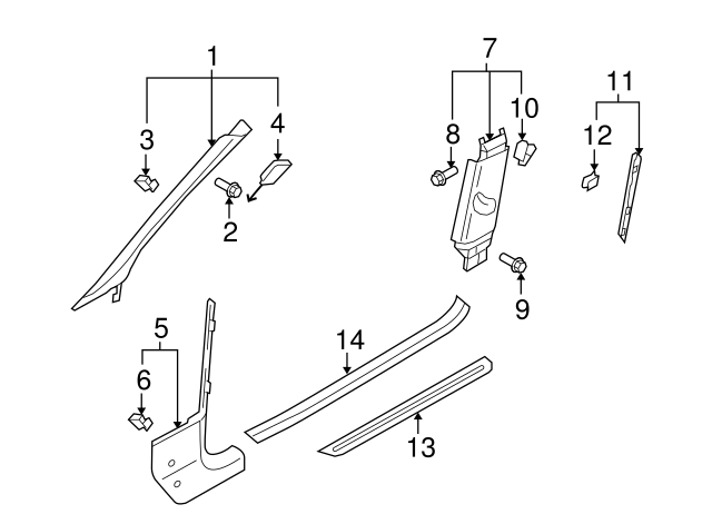 2012-2017 Audi Windshield Pillar Trim 8T0-867-233-D-TB9 | Audi USA Parts