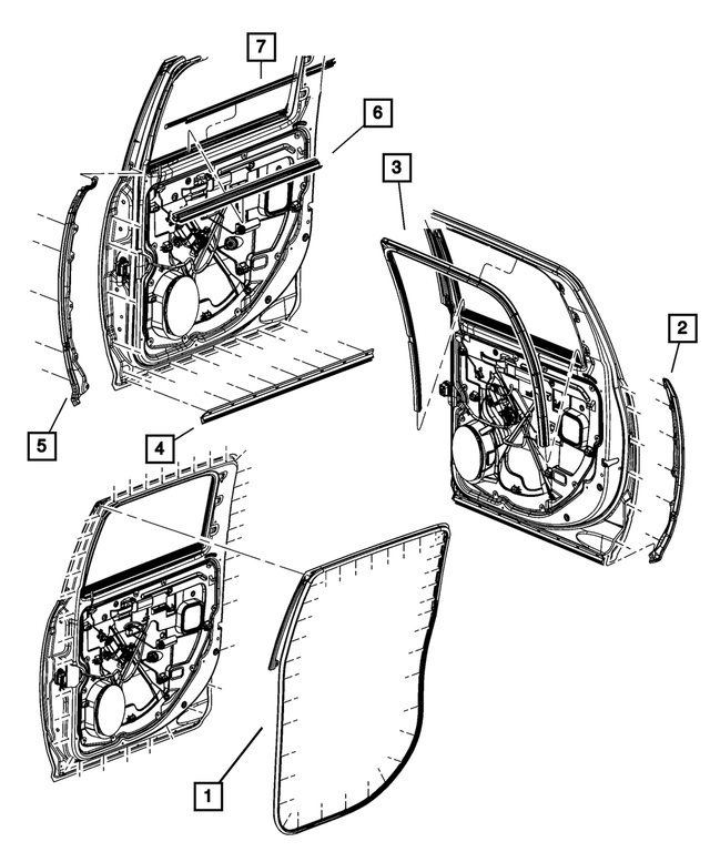 2015-2024 Ram Rear Door Belt Outer Weatherstrip, Right 68245334AE ...