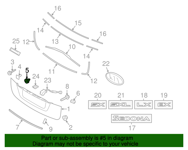 92552-36000 - Molding Assembly Retainer Clip 2004-2023 Kia | Kia.Parts ...