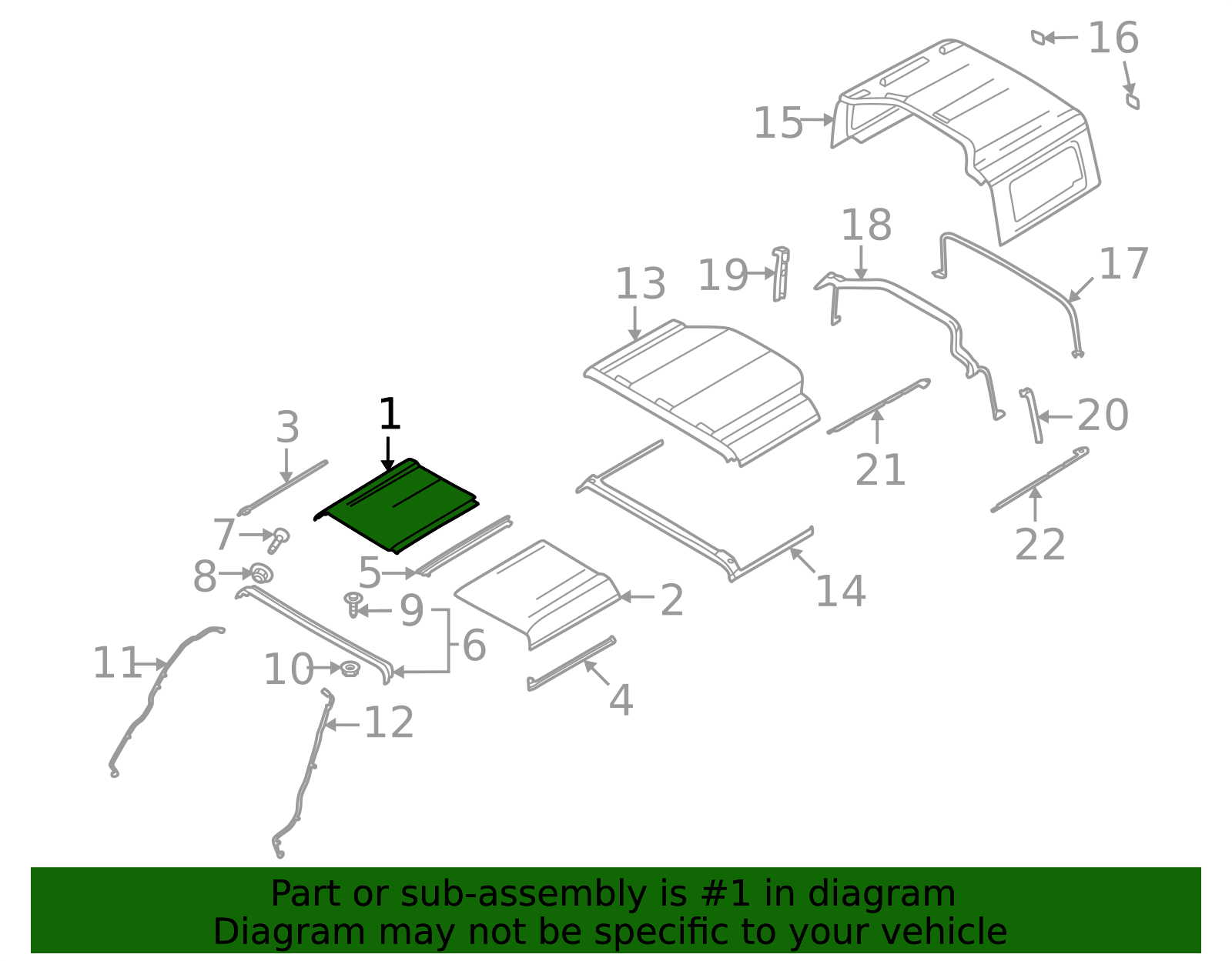 2021-2022 Ford Bronco Front Roof Panel m2dz7850284aa | TascaParts.com