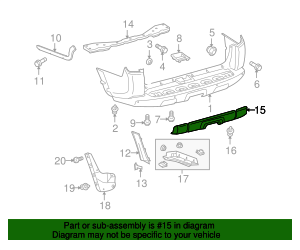 52169-35120 - 2017-2022 Toyota Rear Lower Valence Panel Center Cover ...