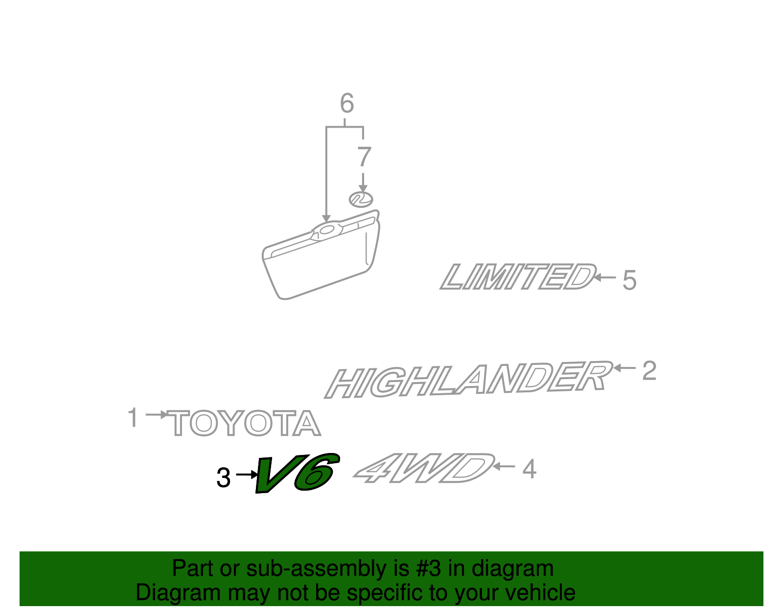 75443-35040 - Hatch Emblem - 1997-2007 Toyota | Nucar Toyota Parts
